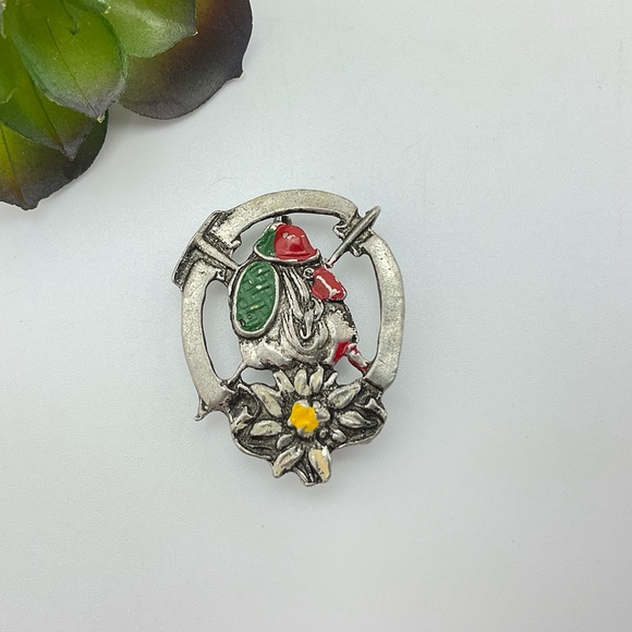 Vintage | Jewelry | Vintage Polo Brooch Silver Tone Enamel Polo Mallet ...